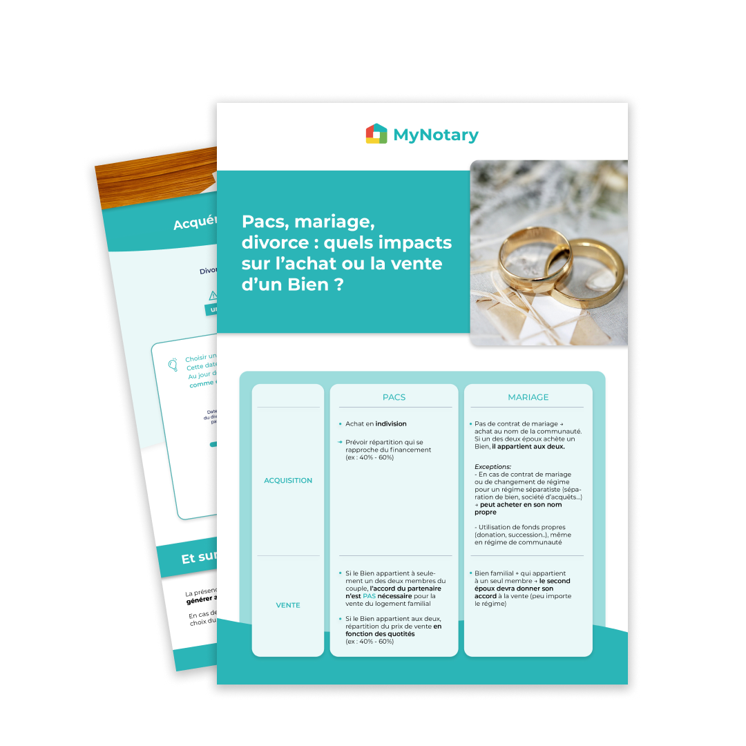 Fiche pratique Pacs Mariage divorce, quelles conséquences en immobilier